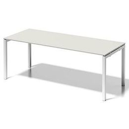 Bisley Cito Schreibtisch grauweiß, verkehrsweiß rechteckig, 4-Fuß-Gestell weiß 200,0 x 80,0 cm