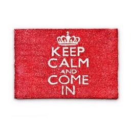 Relaxdays Kokosmatte KEEP CALM AND COME IN rot 40,0 x 60,0 cm