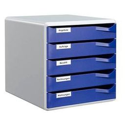 Leitz Schubladenbox Post-Set blau 52800035, DIN A4 mit 5 Schubladen