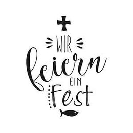 Rayher WIR feiern EIN Fest Motivstempel Kreuz und Fisch 6,0 x 7,0 cm