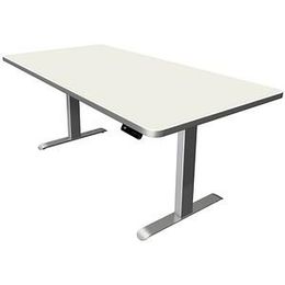 Kerkmann Move 3 Premium elektrisch höhenverstellbarer Schreibtisch weiß rechteckig, T-Fuß-Gestell silber 200,0 x 100,0 cm