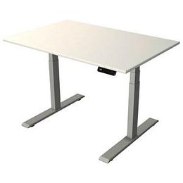 Kerkmann Move 2 elektrisch höhenverstellbarer Schreibtisch weiß rechteckig, T-Fuß-Gestell silber 120,0 x 80,0 cm