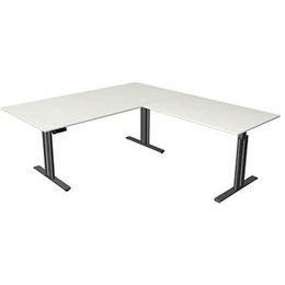 Kerkmann Move 3 elegant elektrisch höhenverstellbarer Schreibtisch weiß L-Form, T-Fuß-Gestell grau 200,0 x 220,0 cm