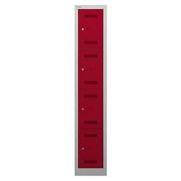 Bisley Schließfachschrank MonoBloc ML03S4 lichtgrau, kardinalrot ML03S4506, 4 Schließfächer 32,2 x 50,0 x 170,0 cm