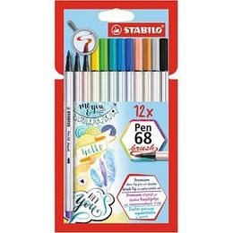 Stabilo Pen 68 brush Brush-Pens farbsortiert, 12 St.