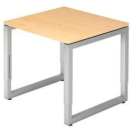 Hammerbacher RS08 höhenverstellbarer Schreibtisch ahorn quadratisch, O-Fuß-Gestell silber 80,0 x 80,0 cm