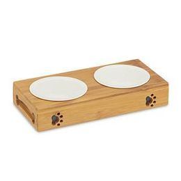 Relaxdays Futterstation Hunde/Katzen braun 29,5 x 14,0 x 5,5 cm