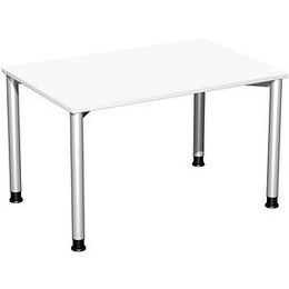geramöbel geramöbel Flex höhenverstellbarer Schreibtisch weiß, silber rechteckig, 4-Fuß-Gestell silber 120,0 x 80,0 cm