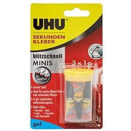 3 UHU blitzschnell MINIS gel Sekundenkleber 3x 1,0 g