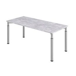 Hammerbacher YS19 höhenverstellbarer Schreibtisch beton rechteckig, 4-Fuß-Gestell silber 180,0 x 80,0 cm