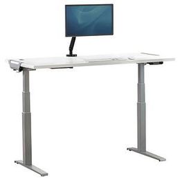 Fellowes Levado elektrisch höhenverstellbarer Schreibtisch weiß rechteckig, C-Fuß-Gestell silber 180,0 x 80,0 cm