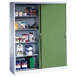 C+P CP Stahlschrank 2149-00 S10059 lichtgrau, rededagrün 160,0 x 40,0 x 195,0 cm, aufgebaut