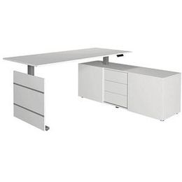 Kerkmann Move 3 elektrisch höhenverstellbarer Schreibtisch weiß rechteckig, Wangen-Gestell silber 180,0 x 80,0 cm