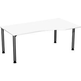 geramöbel geramöbel Flex höhenverstellbarer Schreibtisch weiß, anthrazit Trapezform, 4-Fuß-Gestell grau 180,0 x 80,0/100,0 cm
