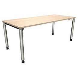 FM fastline höhenverstellbarer Schreibtisch akazie rechteckig, 4-Fuß-Gestell silber 180,0 x 80,0 cm