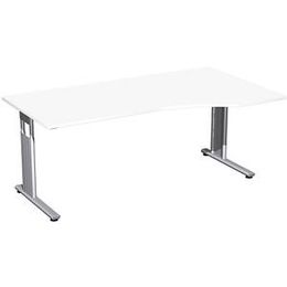 geramöbel geramöbel Flex höhenverstellbarer Schreibtisch weiß Trapezform, C-Fuß-Gestell silber 180,0 x 80,0/100,0 cm