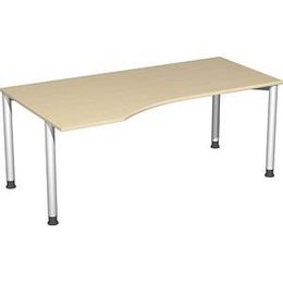 geramöbel geramöbel Flex höhenverstellbarer Schreibtisch ahorn, silber Trapezform, 4-Fuß-Gestell ahorn 180,0 x 80,0/100,0 cm