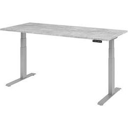 Hammerbacher XDKB19 elektrisch höhenverstellbarer Schreibtisch beton rechteckig, C-Fuß-Gestell silber 180,0 x 80,0 cm