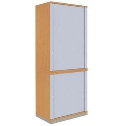 FM Sidney Rollladenschrank buche, silber 3 Fachböden 80,0 x 44,2 x 186,9 cm