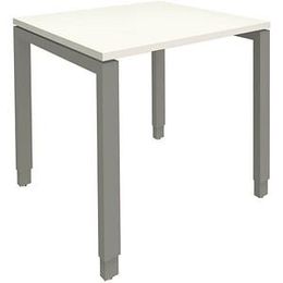 FM Sidney höhenverstellbarer Schreibtisch weiß rechteckig, 4-Fuß-Gestell Quadratrohr silber 80,0 x 80,0 cm