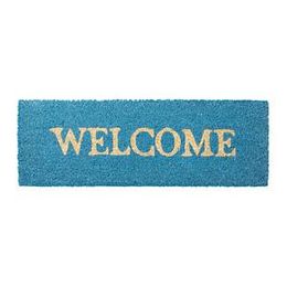 Relaxdays Kokosmatte Welcome blau 25,0 x 75,0 cm