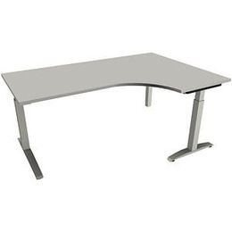 FM Sidney höhenverstellbarer Schreibtisch lichtgrau Bogenform, C-Fuß-Gestell Quadratrohr silber 180,0 x 80,0 cm