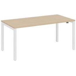 FM Catro Schreibtisch ahorn, verkehrsweiß rechteckig, 4-Fuß-Gestell weiß 160,0 x 80,0 cm