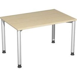 geramöbel geramöbel Flex höhenverstellbarer Schreibtisch ahorn, silber rechteckig, 4-Fuß-Gestell silber 120,0 x 80,0 cm