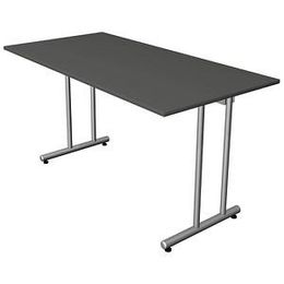 Kerkmann Smart office Schreibtisch anthrazit rechteckig, C-Fuß-Gestell silber 140,0 x 70,0 cm