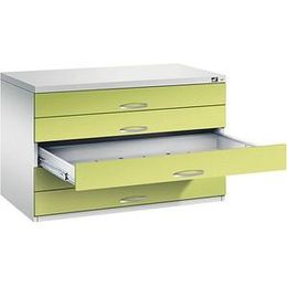 C+P CP 7100 Planschrank lichtgrau, viridingrün 5 Schubladen 110,0 x 76,5 x 76,0 cm