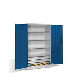 C+P CP Stahlschrank 8932-503 S10240 lichtgrau, enzianblau 120,0 x 60,0 x 195,0 cm, aufgebaut