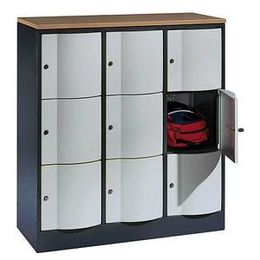 C+P CP Schließfachschrank S 5000 Resisto anthrazit, silber 8573-372 S10744, 9 Schließfächer 115,0 x 54,0 x 125,5 cm