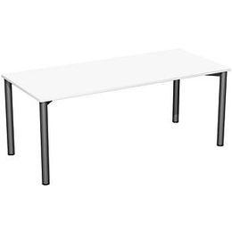 geramöbel geramöbel Flex Schreibtisch weiß, anthrazit rechteckig, 4-Fuß-Gestell grau 180,0 x 80,0 cm