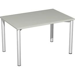 geramöbel geramöbel Flex Schreibtisch lichtgrau, silber rechteckig, 4-Fuß-Gestell silber 120,0 x 80,0 cm