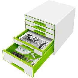 Leitz Schubladenbox WOW Cube perlweiß/grün 5214-20-54, DIN A4 mit 5 Schubladen