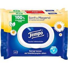Tempo Feuchtes Toilettenpapier Sanft & Pflegend Duo-Pack 1-lagig, 2x 42 Tücher