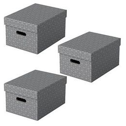 3 ESSELTE Home Aufbewahrungsboxen 17,5 l grau 26,5 x 36,5 x 20,5 cm