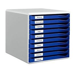 Leitz Schubladenbox Formular-Set blau 52810035, DIN A4 mit 10 Schubladen