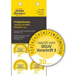 80 Avery Zweckform Prüfplaketten 7908 gelb 30,0 x 30,0 mm