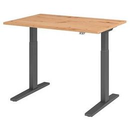 Hammerbacher XMKA12 elektrisch höhenverstellbarer Schreibtisch asteiche rechteckig, C-Fuß-Gestell grau 120,0 x 80,0 cm