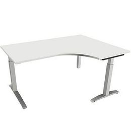 FM Sidney höhenverstellbarer Schreibtisch weiß Bogenform, C-Fuß-Gestell Quadratrohr silber 160,0 x 80,0 cm