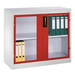 C+P CP Stahlschrank 8831-055 S10192 lichtgrau, rubinrot, Acrylglas 120,0 x 50,0 x 100,0 cm, aufgebaut