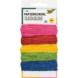 Folia Kordel Papier farbig rauh pink, rot, gelb, grün, blau; 3,0 mm x 5x 5,0 m