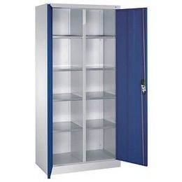 C+P CP Stahlschrank 8921-311 S10193 lichtgrau, enzianblau 93,0 x 50,0 x 195,0 cm, aufgebaut