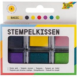 Folia Stempelkissen basic schwarz, gelb, rot, lila, türkis, grün 6x 2,4 x 2,4 cm