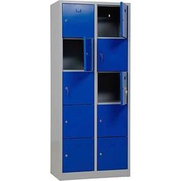 Gürkan Gürkan Schließfachschrank lichtgrau, enzianblau 106956, 10 Schließfächer 80,0 x 45,0 x 190,0 cm