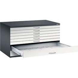 C+P CP 7200 Planschrank schwarzgrau, lichtgrau 8 Schubladen 135,0 x 96,0 x 76,0 cm