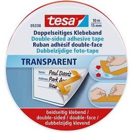 Tesa 05338 doppelseitiges Klebeband 15,0 mm x 10,0 m, 1 Rolle