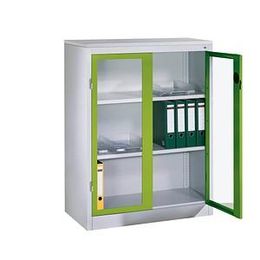 C+P CP Stahlschrank 8531-055 S10181 lichtgrau, viridingrün, Acrylglas 120,0 x 50,0 x 120,0 cm, aufgebaut