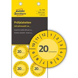 80 Avery Zweckform Prüfplaketten 7902 gelb 30,0 x 30,0 mm